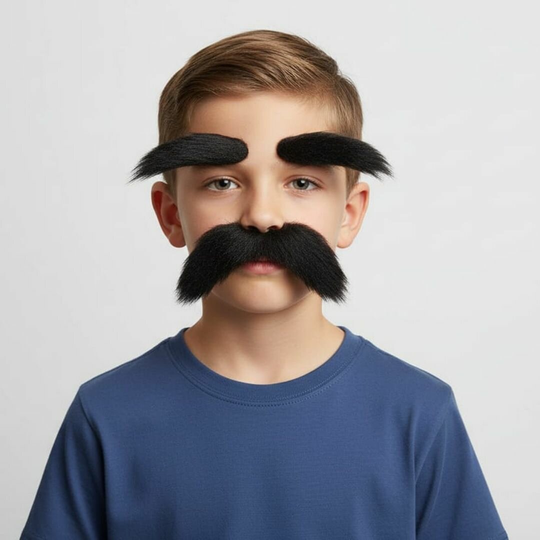 Карнавальные усы и брови черные