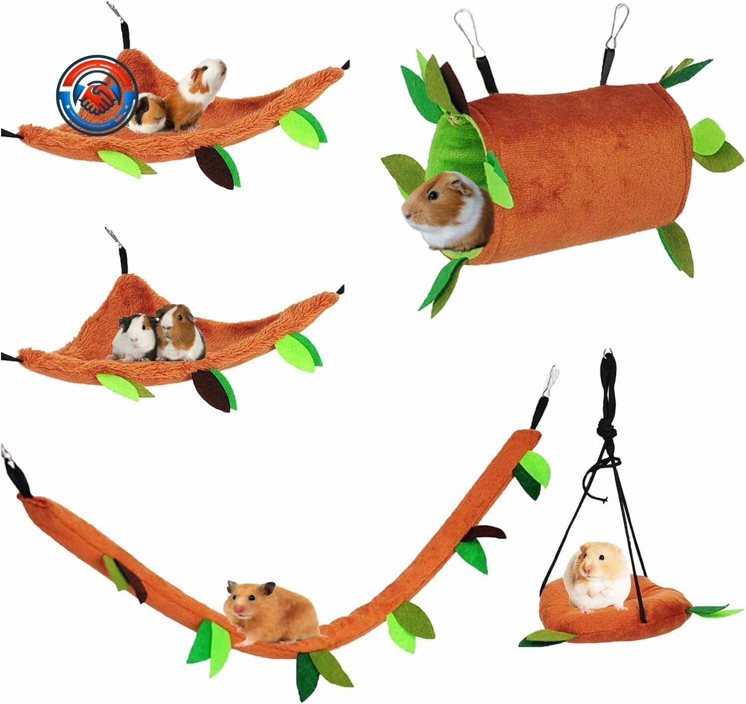 Матрас гамак для морских свинок, хомяков, крыс и кроликов, удобная подвесная кровать для мелких животных в клетку, комплект с игрушкой