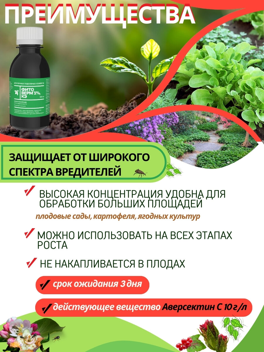 Биопрепарат Pharmbiomed "Фитоверм", защита от насекомых, 1% , 100мл