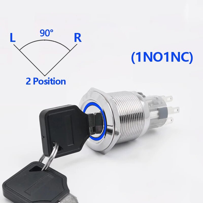 Водонепроницаемые поворотные кнопки для ремня 16mm, blue(2P)1NONC, Momentary Reset, 3-50V