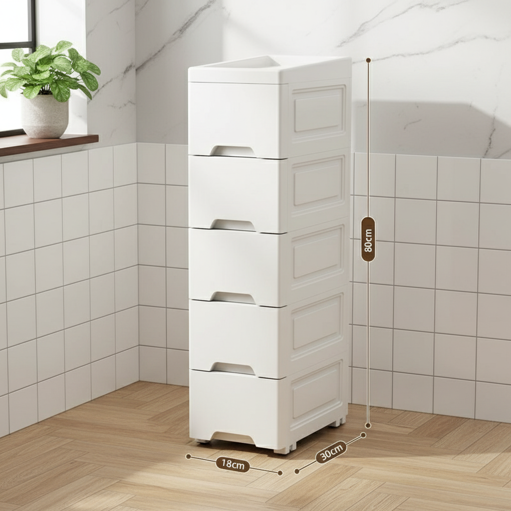 Комод для одежды, 5 ящиков, узкий 18x30x80 см, шкаф для хранения в ванной и кухне, мебель для дома