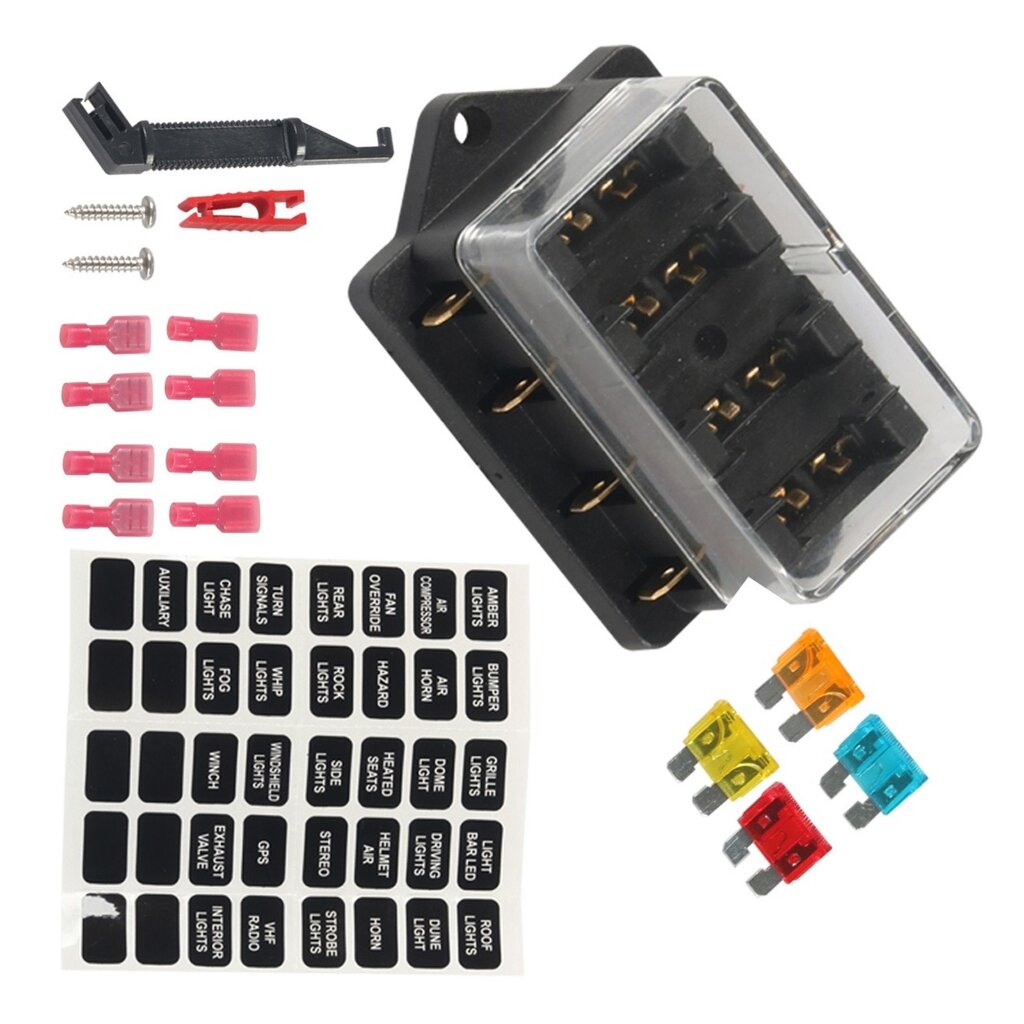 Блок Предохранителей 32 В, 4-12-Ходовой Морской Блок Предохранителей с Влагонепроницаемой Крышкой Цепи Коробка Предохранителей Панель Предохранителей для Легковых Автомобилей Лодки Грузовики