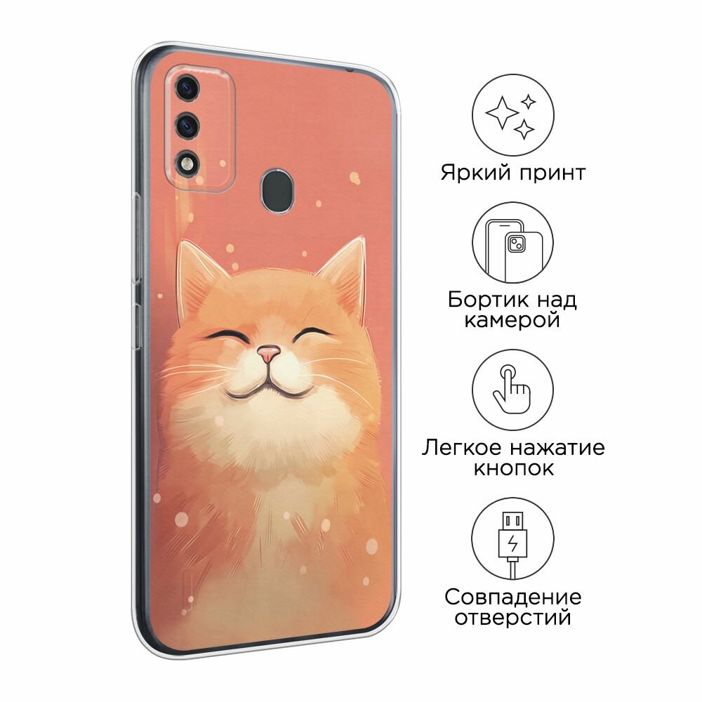 Чехол на Itel A48 / Ител А48 с принтом "Довольный рыжий котик" — фото 1