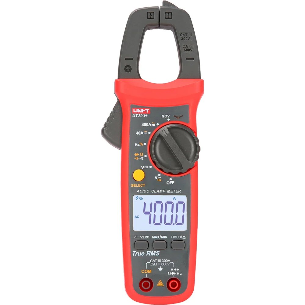 Токовые клещи UNI-T UT203+, измерение емкости, температуры, напряжения, тока