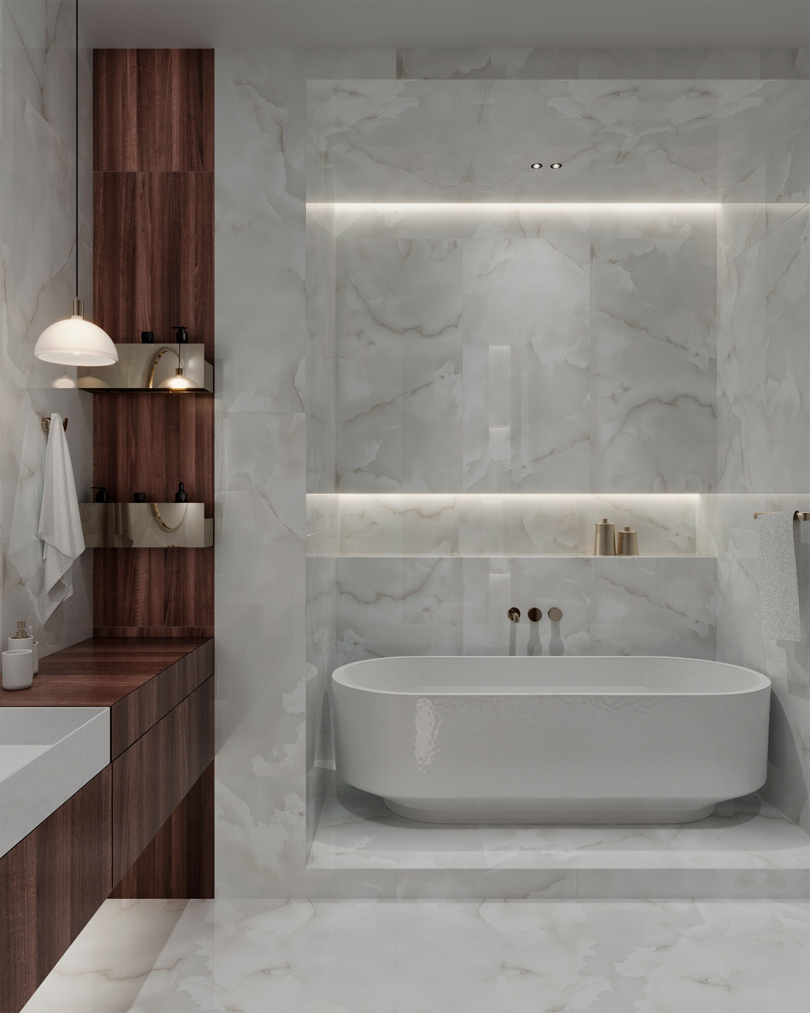 Керамогранит Arcadia Ceramica 1200 × 600 ммONYX WHITE CLOUD полированная (цена за 1 плитку 0,72м2)