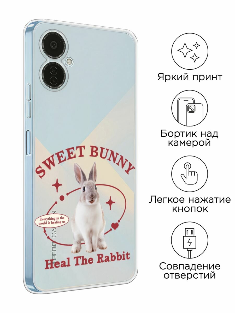 Чехол на Tecno Camon 19 Neo / Техно Камон 19 Нео с принтом "Heal the rabbit", прозрачный — фото 1