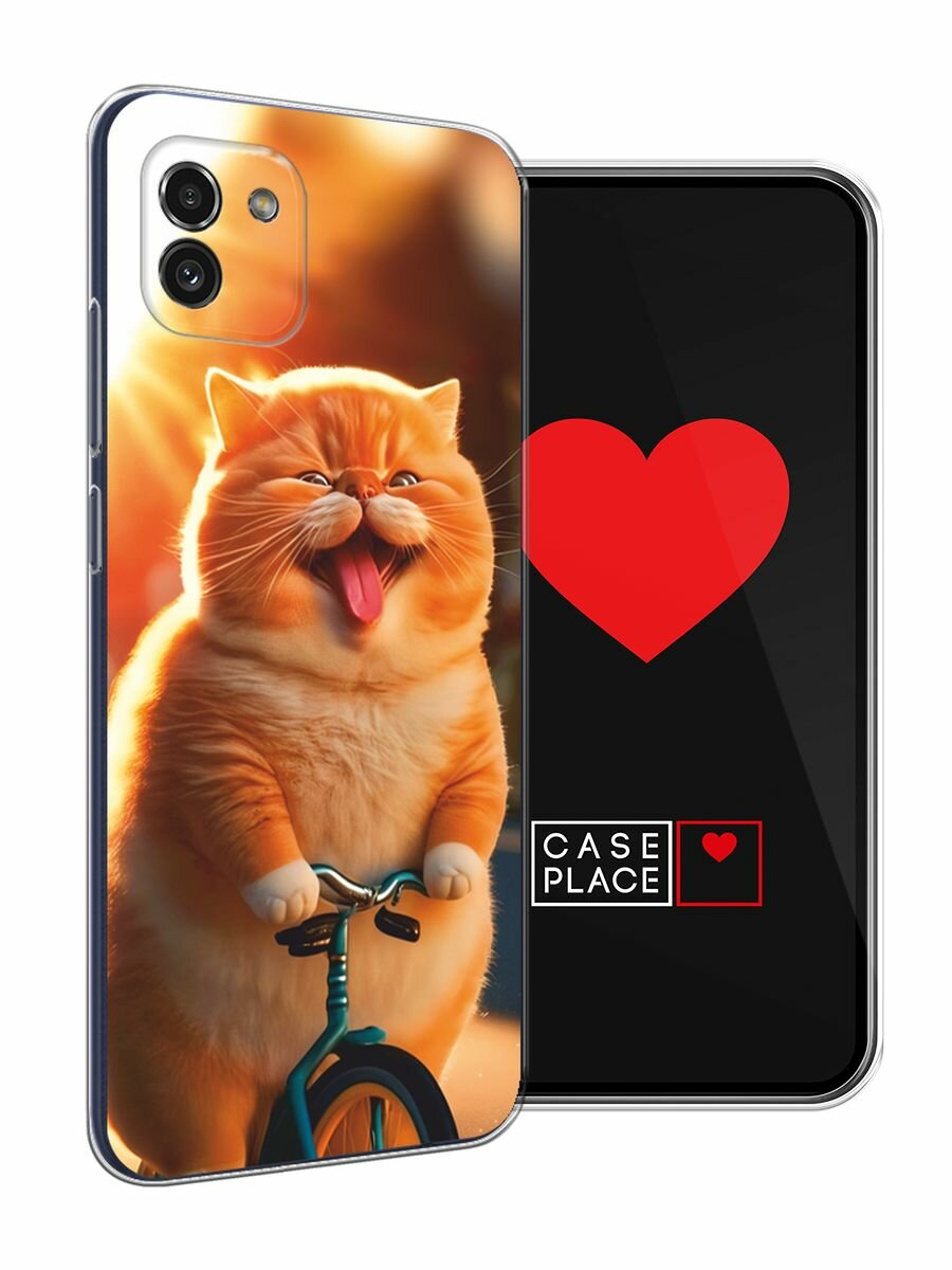 Чехол на Samsung Galaxy A03 / Самсунг Галакси А03 с принтом "Кот на велике" — фото 1