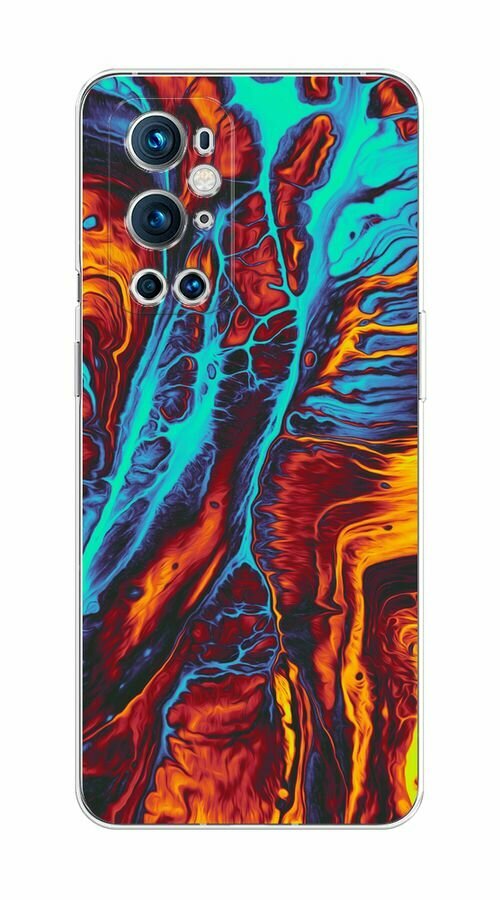 Чехол на OnePlus 9 Pro / ВанПлас 9 Про с принтом Желто-голубой флюид