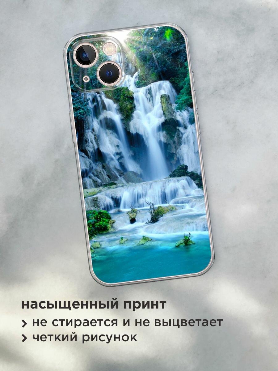 Силиконовый чехол на Apple iPhone 13 / Айфон 13 с принтом "Водопад 8" — фото 1
