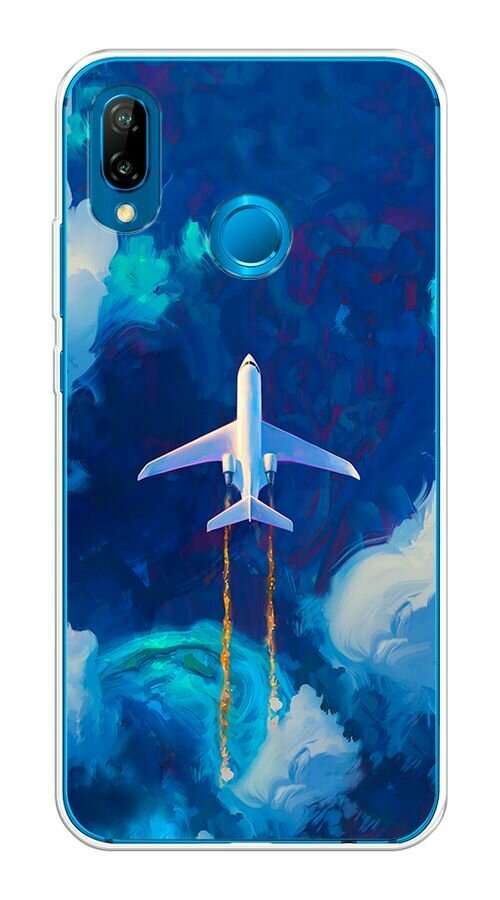 Чехол на Huawei P20 Lite/Nova 3e / Хуавей P20 Лайт/Нова 3е с принтом "Самолет картина"
