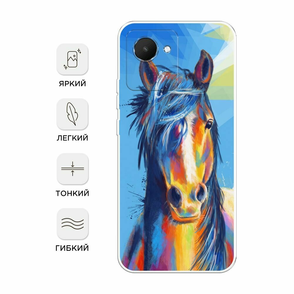 Силиконовый чехол на Realme C30 / Реалми C30 с принтом "Лошадь арт 3" — фото 1