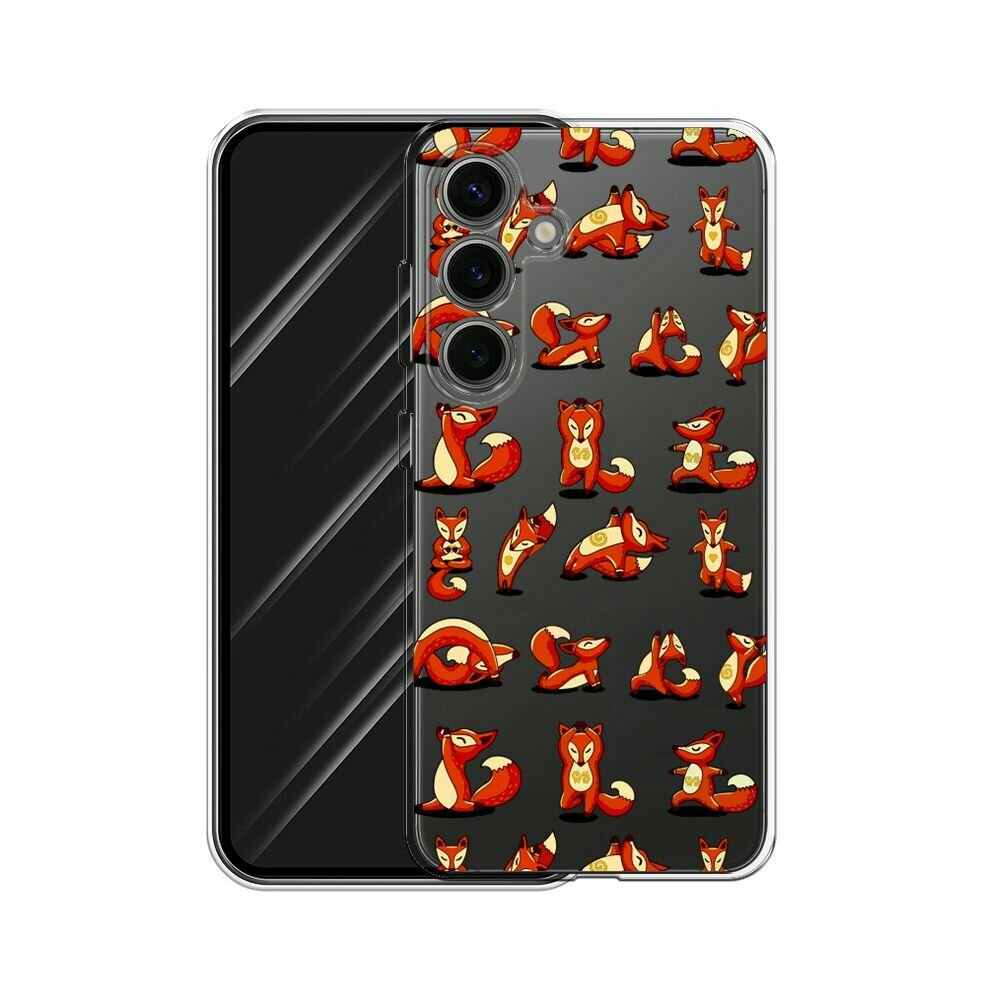 Чехол на Samsung Galaxy S25 / Самсунг S25 с принтом "Йога для лисы", прозрачный — фото 1