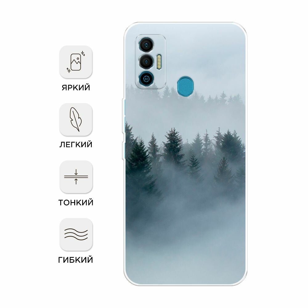 Чехол на Tecno Spark 7 / Техно Спарк 7 с принтом "Лес в тумане" — фото 1