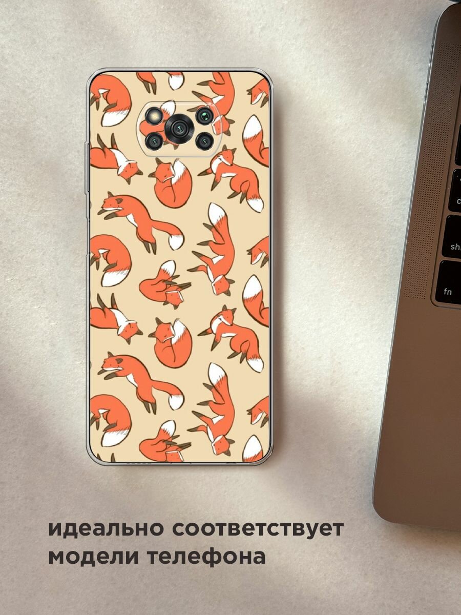 Чехол на Xiaomi Poco X3/X3 Pro / Поко X3/X3 Pro с принтом "Лисички фон" — фото 1