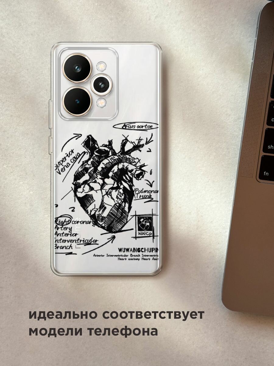 Чехол на Realme 15 Pro / Реалми 15 Про с принтом "Анатомическое сердце 2", прозрачный — фото 1