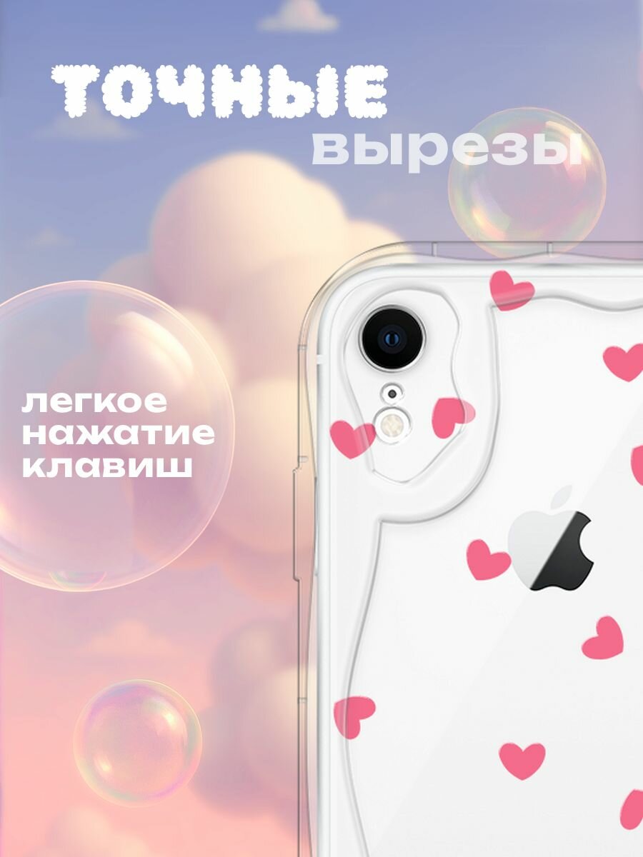 Чехол на Apple iPhone XR / Айфон XR с принтом Паттерн розовые сердечки — фото 1