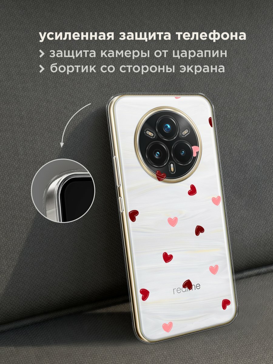 Чехол на Realme 14 Pro+ / Реалми 14 Про+ с принтом "Бордовые сердечки 2" — фото 1