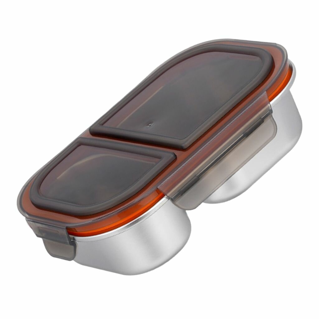 Контейнер для еды из нержавеющей стали с разделителем, для офиса и пикников на природе, Черный