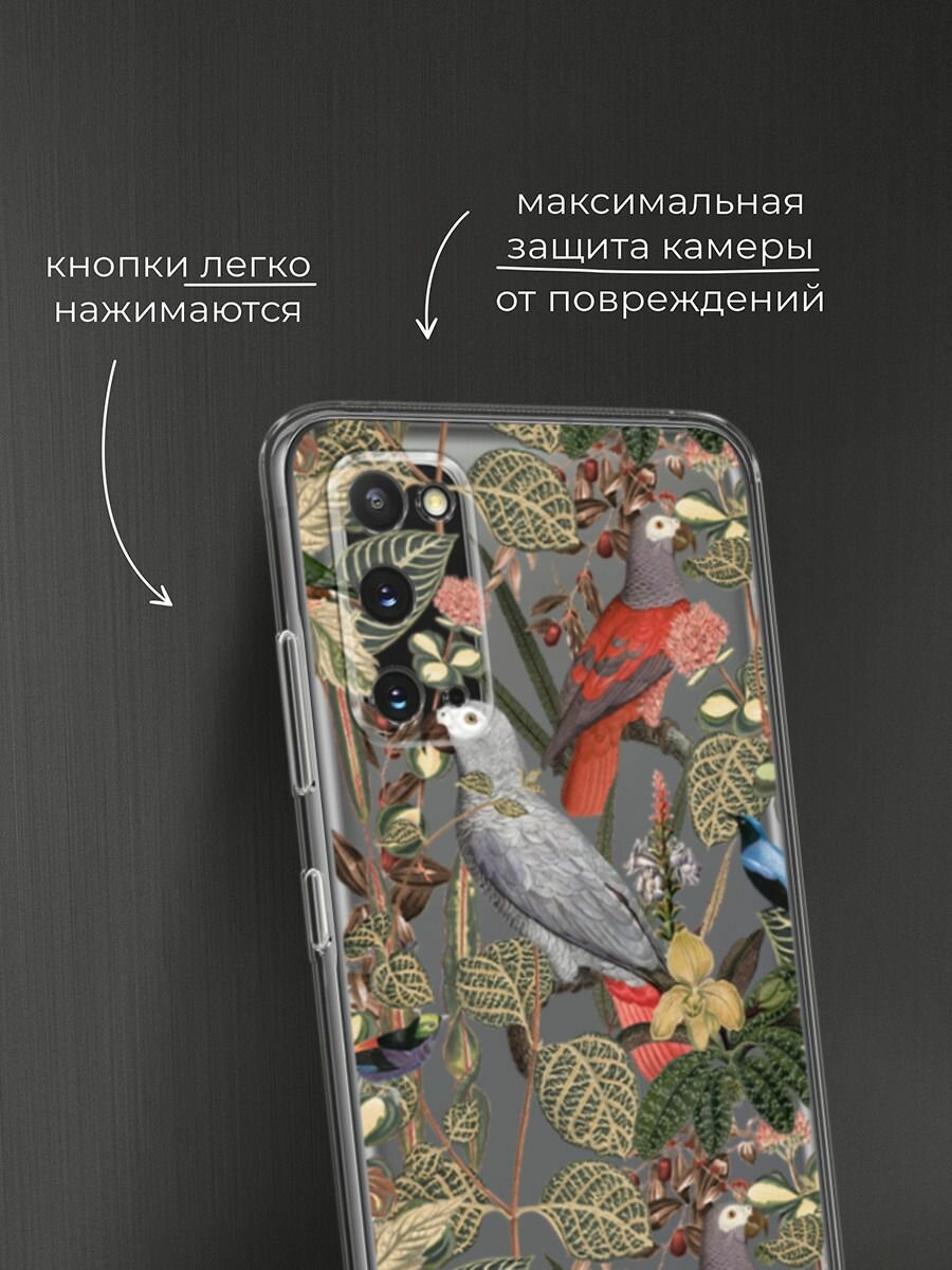 Чехол на Samsung Galaxy S20 / Самсунг Гэлакси S20 с принтом "Tropical pattern", прозрачный — фото 1