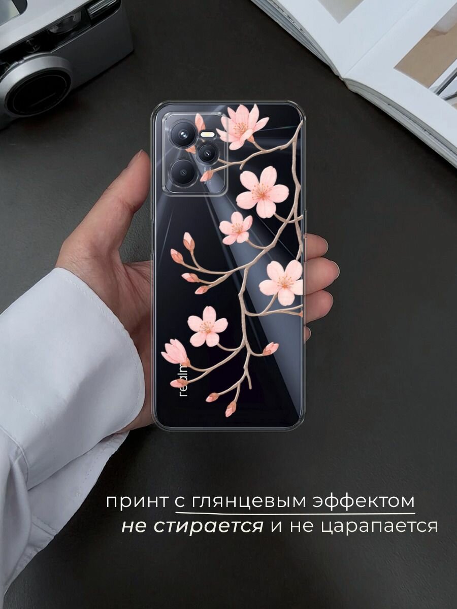 Чехол на Realme C35 / Реалми C35 с принтом "Веточка распускающейся сакуры 2" — фото 1