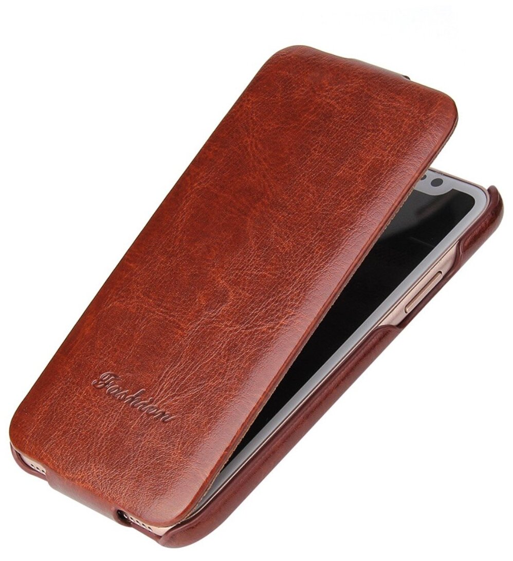 Чехол-флип MyPads для iPhone 7 4.7 / iPhone 8 / iPhone SE 2 (2020) / Apple iPhone SE3 2022 вертикальный откидной коричневый коричневый из натуральн.