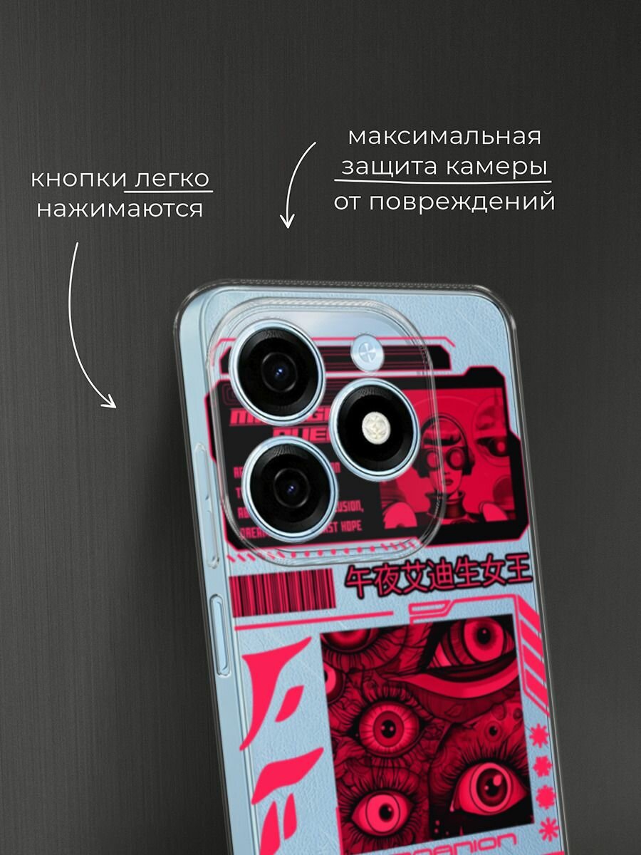 Чехол на Tecno Spark 20 / Текно Спарк 20 с принтом "Mionight queen", прозрачный — фото 1