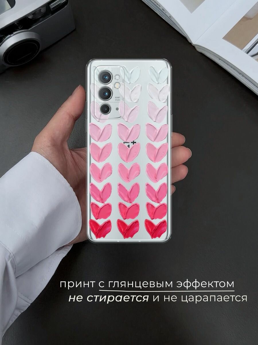 Чехол на OnePlus 9RT / ВанПлас 9RT с принтом "Градиент из сердечек" — фото 1