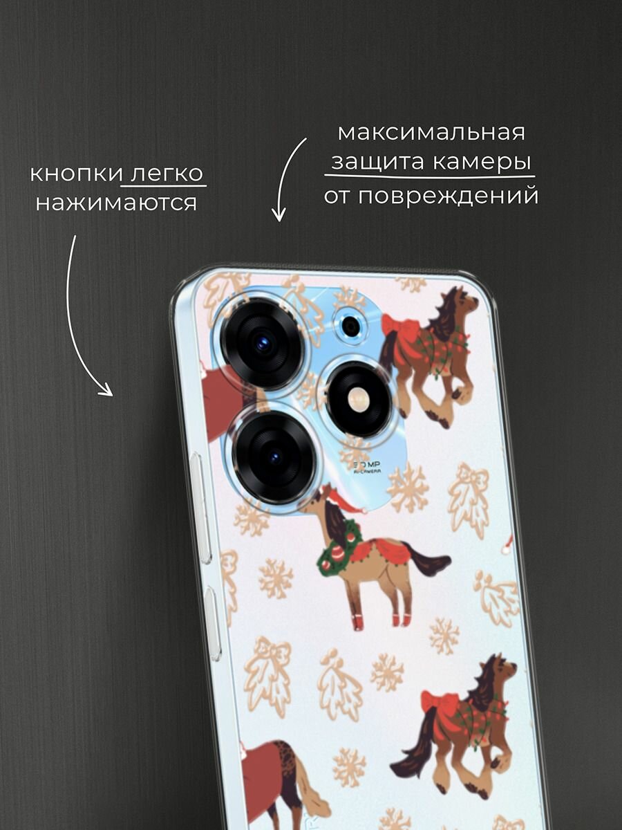 Чехол на Tecno Spark 10 Pro / Текно Спарк 10 Про с принтом "Новогодние лошадки 2" — фото 1