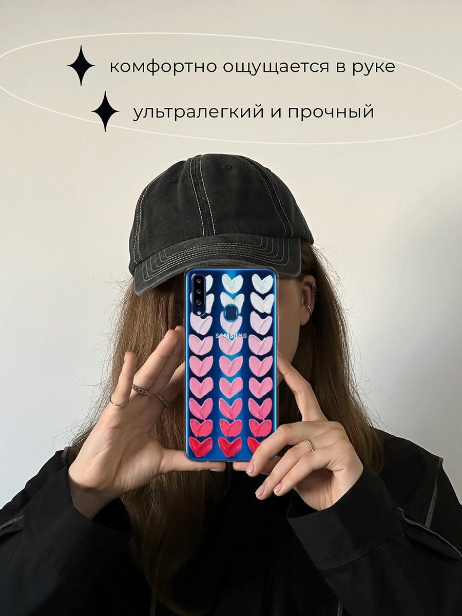 Чехол на Samsung Galaxy A20s / Самсунг Галакси A20s с принтом "Градиент из сердечек" — фото 1