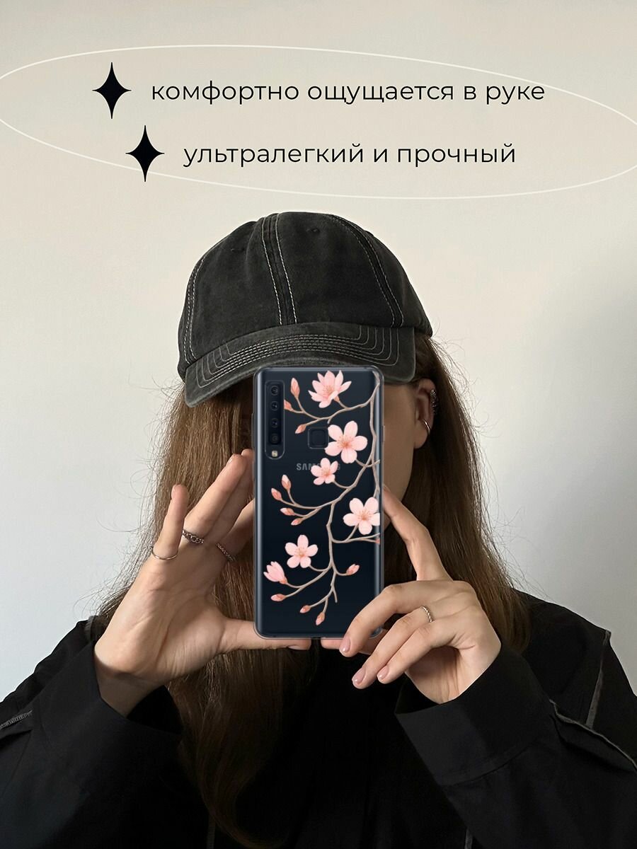 Чехол на Samsung Galaxy A9 2018 / Самсунг Галакси А9 2018 с принтом "Веточка распускающейся сакуры 2" — фото 1