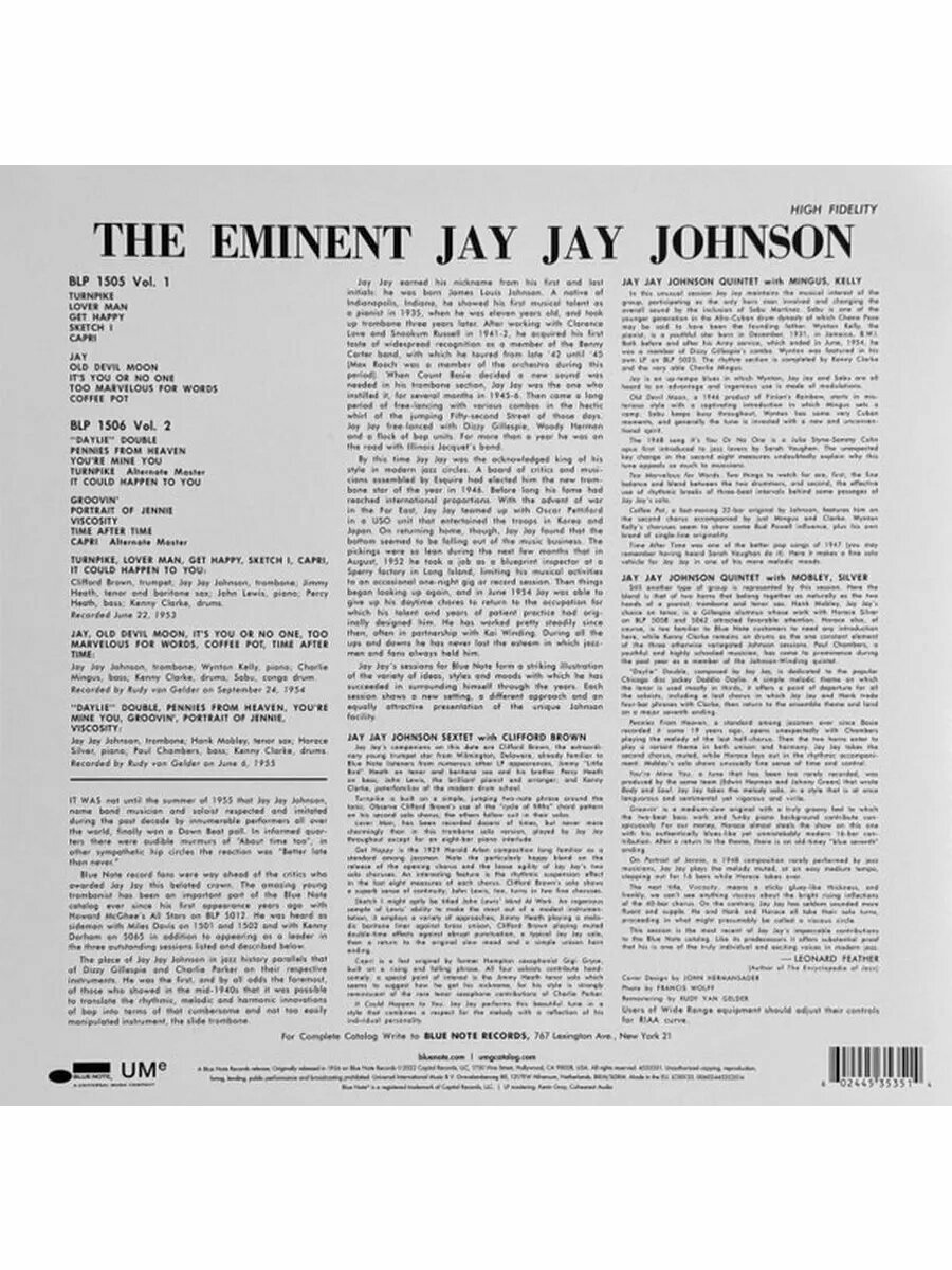 Jay Jay Johnson - The Eminent Jay Jay Johnson Volume 1 — фото 1