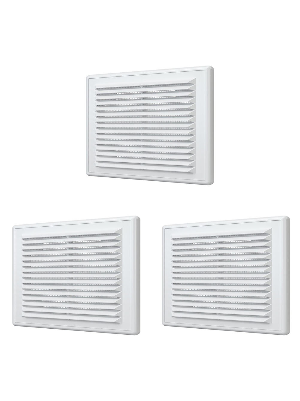 Решетка вентиляционная пластиковая приточно-вытяжная Р 150х150 мм с сеткой белая (3 шт.)