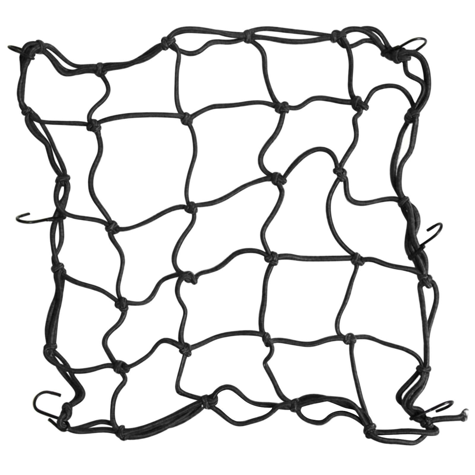Резиновая сетка для груза с мелкой сеткой и 6 металлическими крюками для мотоцикла и велосипеда, черный, красный, синий, зеленый, желтый, размеры 300*300мм, 400*400мм, упаковка 80*80*50мм, вес 120г, 180г, в комплект входит 1 сетка