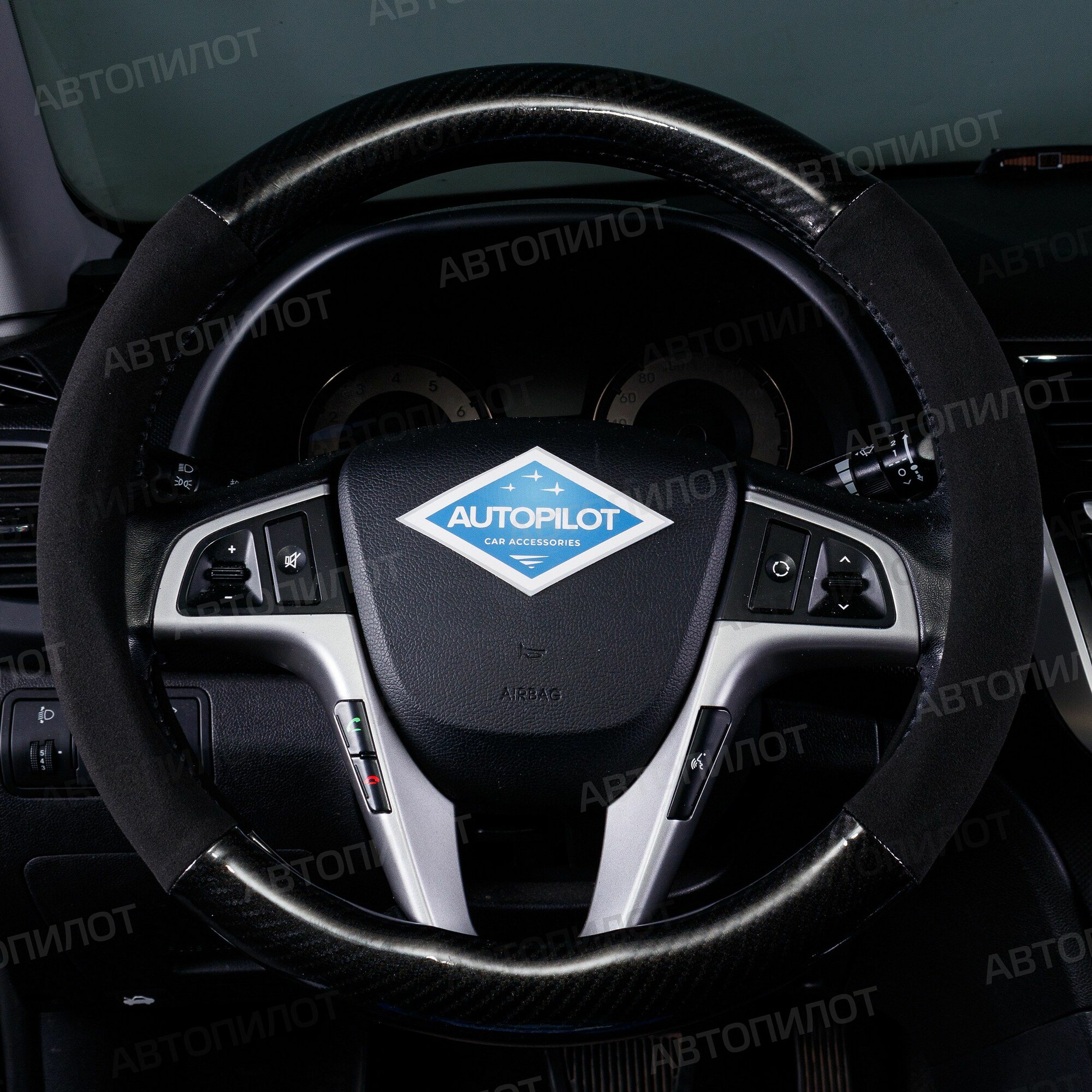 Оплетка на руль Тойота Corolla, Camry, RAV4, Highlander, Fortune, Land Cruiser Prado Черный, Чехол на руль 37 - 39 см