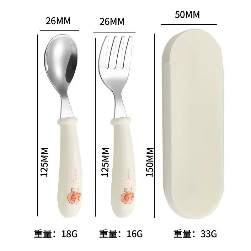 Набор детских столовых приборов в футляре: вилка, ложка