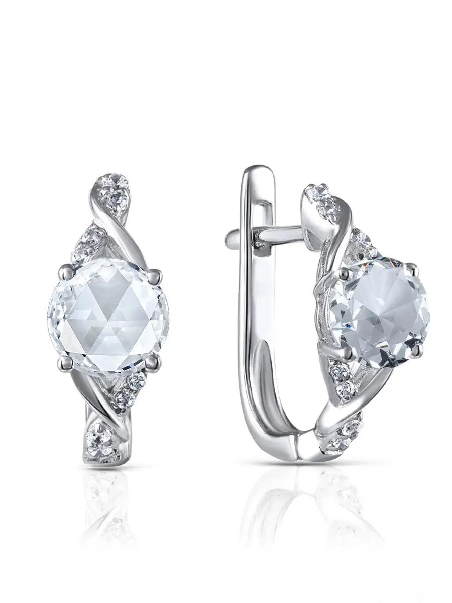 Серьги, серебро, 925 проба, фианит
