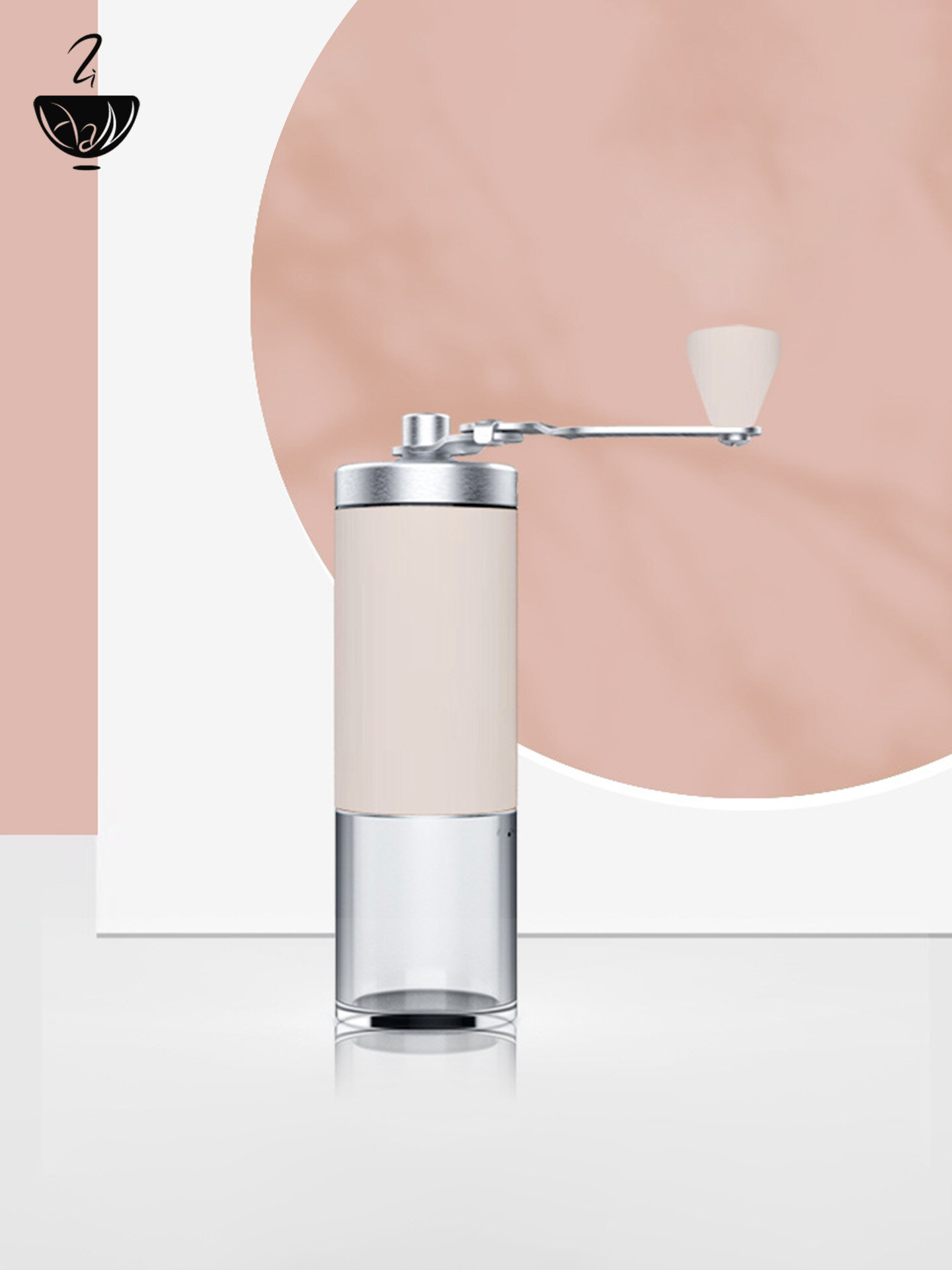 Ручная кофемолка, с жерновами, сталь, съёмная чаша, цвет 5011G