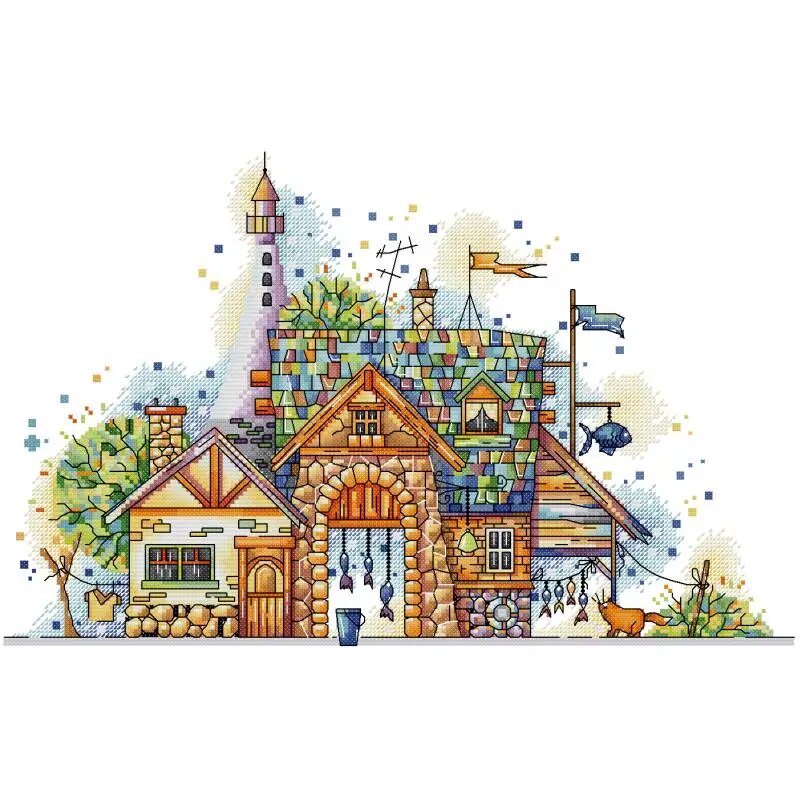 Joy Sunday наборы для вышивки крестом картины 16CT/14CT/11CT FA413, 14CT Printed Canvas