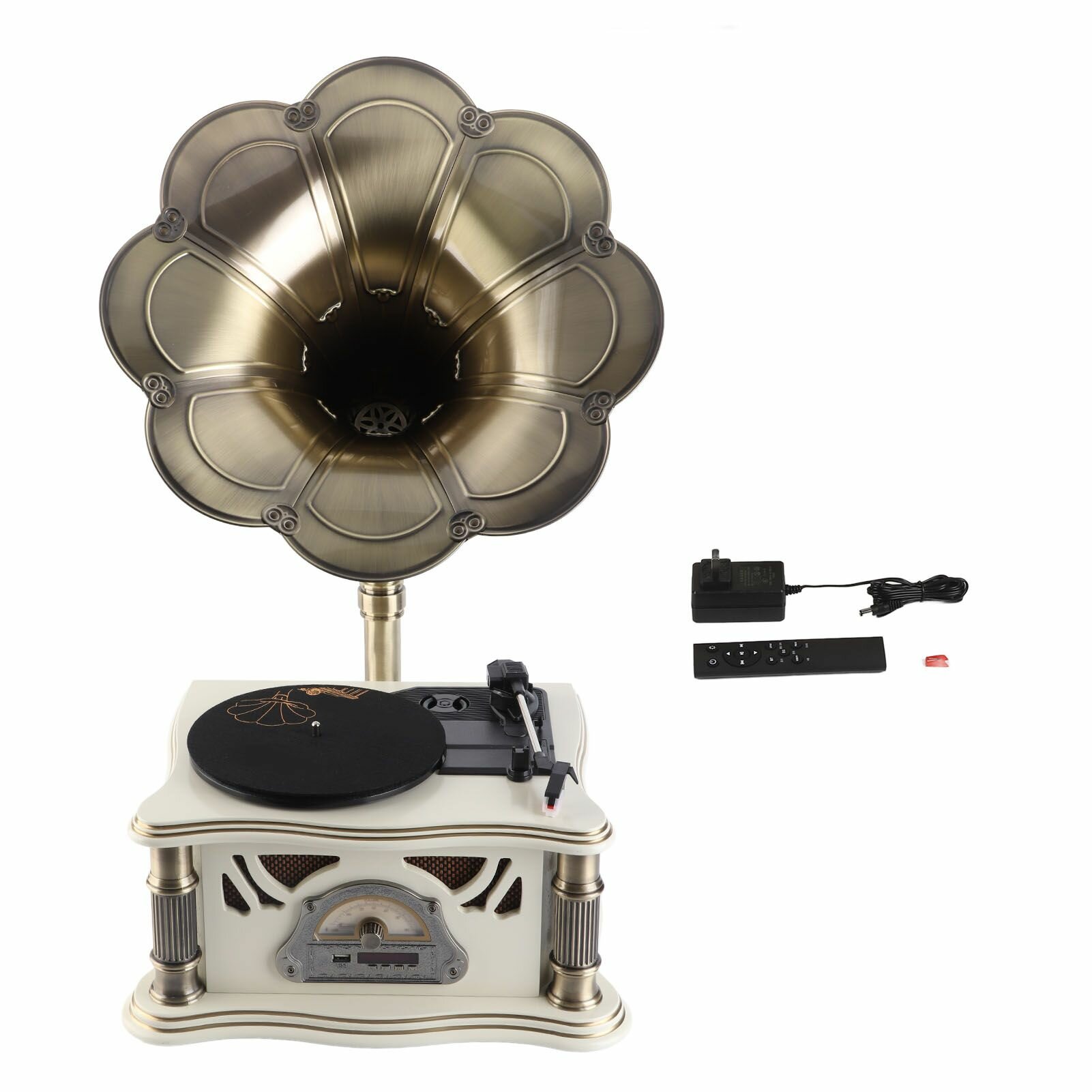 Винтажный граммофон с Bluetooth, FM-радио, пультом и зарядкой, EU