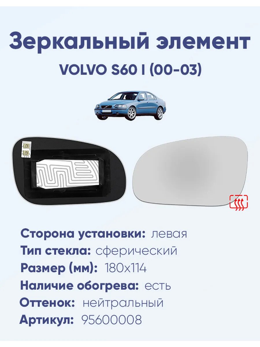 Зеркальный элемент левый VOLVO S60 I (00-03)A95600008