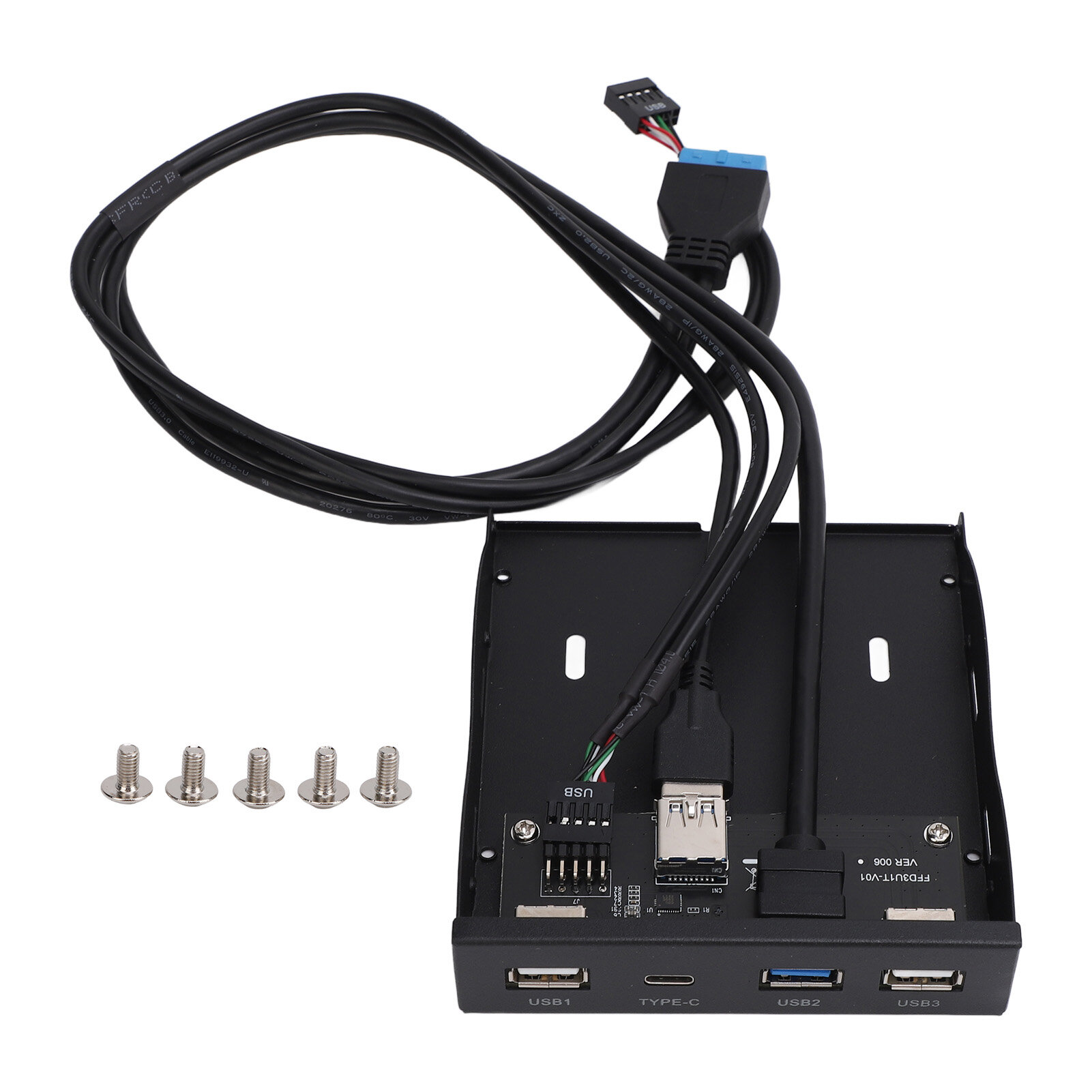 Концентратор для панели гибких дисков USB3.2 GEN1 Type C, 4 порта, 5 Гбит/с, панель для 3,5-дюймового дисковода, 19-контактный разъем USB с возможностью расширения, передняя панель для Windows 7, 8, 10