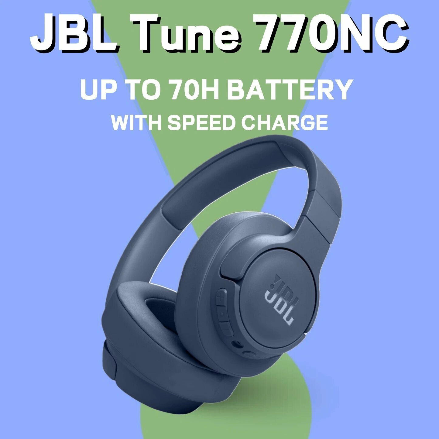 Беспроводные наушники JBL Tune 770 NC, mini jack 3.5 mm, Синий