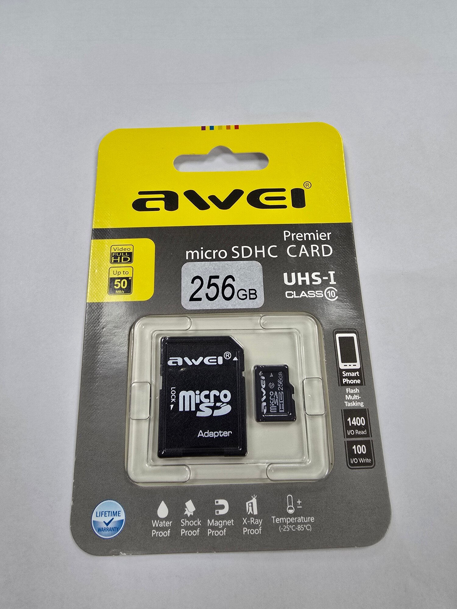Карта памяти Awei 256GB micro SD HC UHS-I class 10 c SD-адаптером