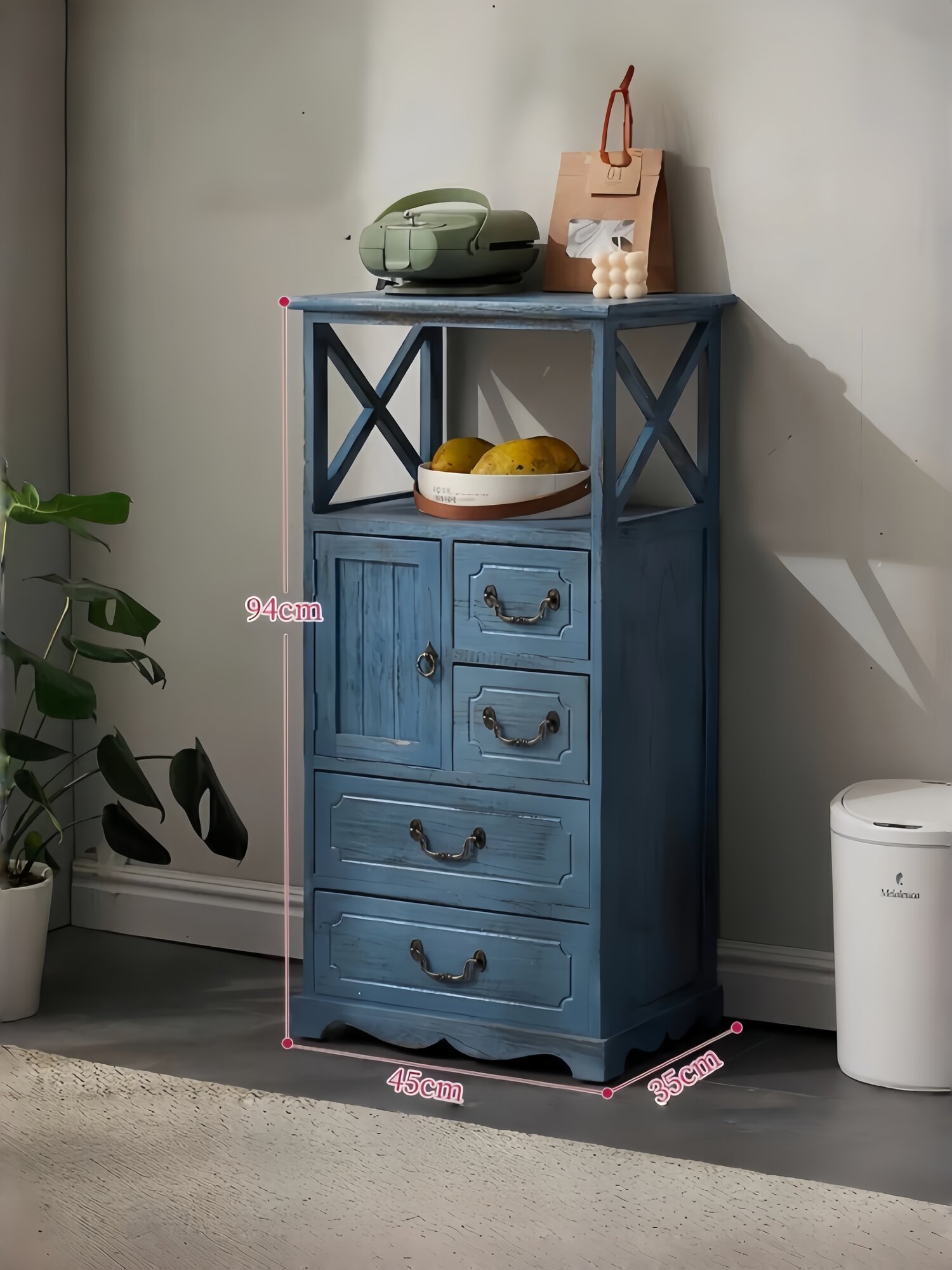 Комод из цельного дерева, простое хранение в стиле ретро, многослойный