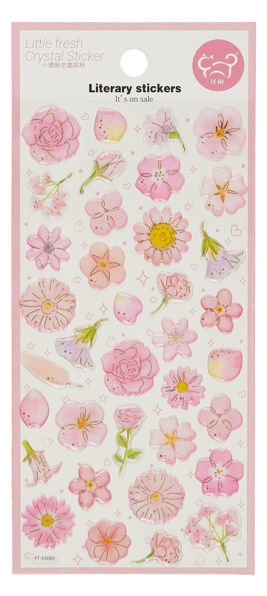 Наклейки Цветы (розовый), PVC