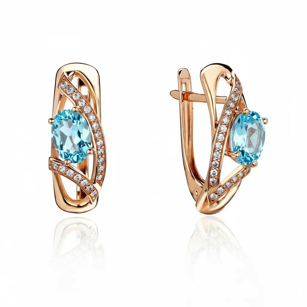 Серьги, красное золото, 585 проба