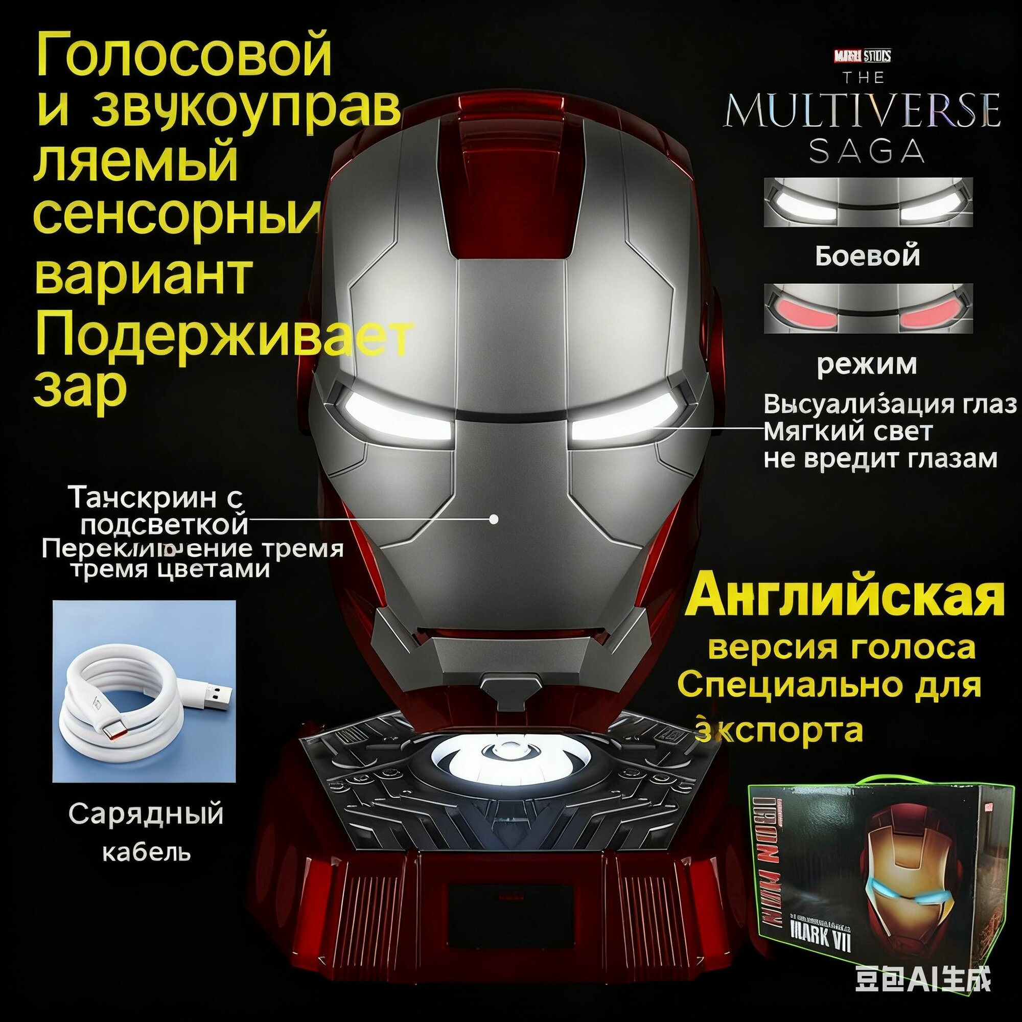 Шлем Железного Человека /Голосовое управление / электрическое открывание и закрывание/MK5