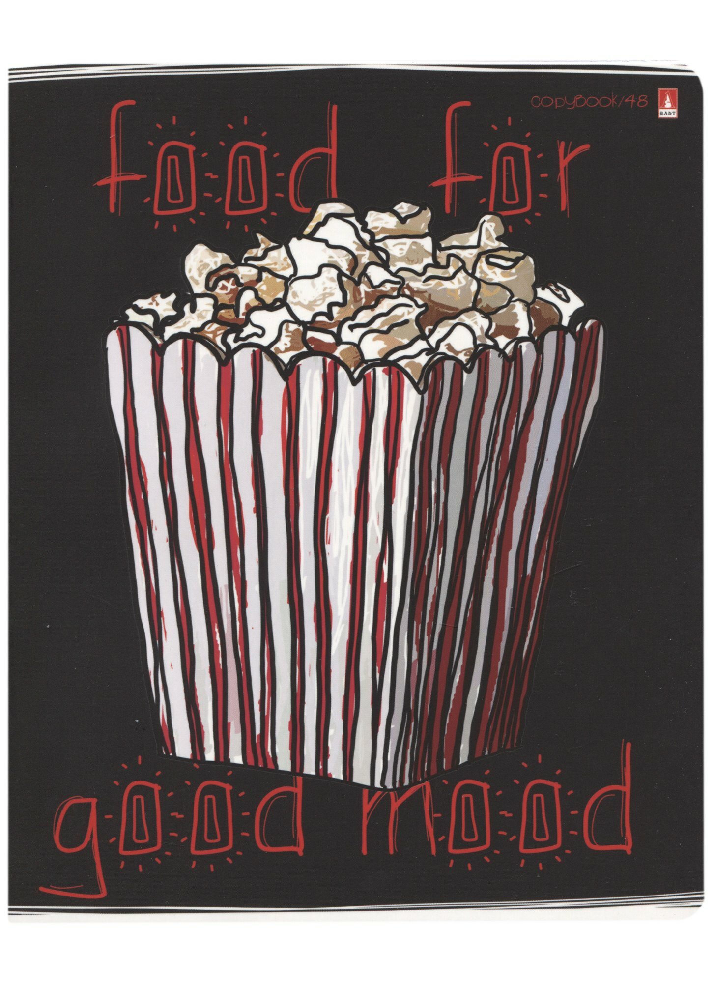 Тетрадь в клетку Альт, Food In Black, 48 листов, в ассортименте