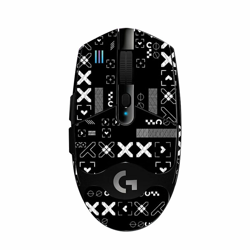 Мышь Logitech G304, черная с золотым принтом, антискользящие наклейки