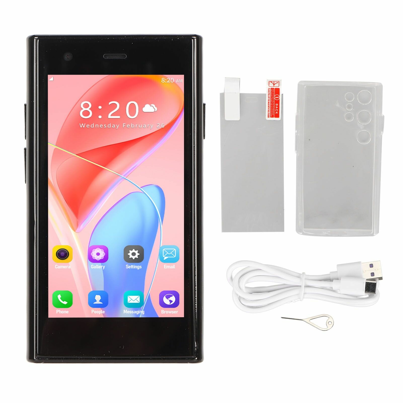 Мини-смартфон 3" 3G, 2/16GB, камеры 0.3/2 МП, Android 8.1 (Черный)